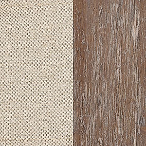 Linus Modern Upholstered Counter Height Bar Stool with Back and Solid Rubberwood Legs in a Wire-Brushed Grey Finish, Natural Flax/Brown