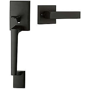 goldenwarm Black Front Door Handle, Entry Door Handle and Reversible Handle Lever, Modern Front Door Handle Only, Matte Black Front Door Entry Handleset, Entry Way Door Handle