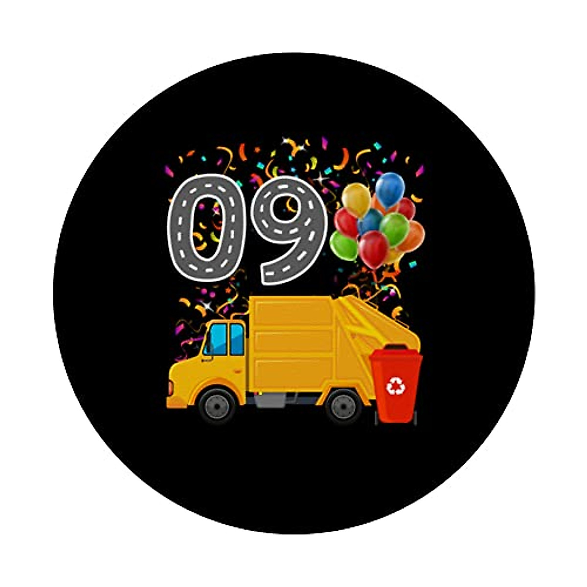 Happy O9 Birthday Rear Loader Garbage Truck PopSockets Swappable PopGrip