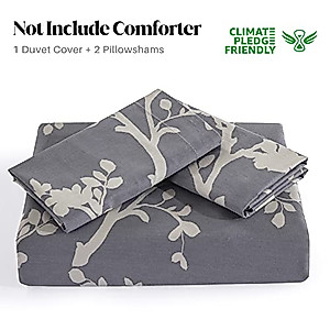 CozyQQ Cotton Duvet Cover Queen - 100% Cotton 400TC Soft Brown Spring Queen Duvet Cover Set, 3 Pieces Floral Duvet Cover with Zipper Closure, 1 Duvet Cover & 2 Pillow Shams (90x90, No Comforter)