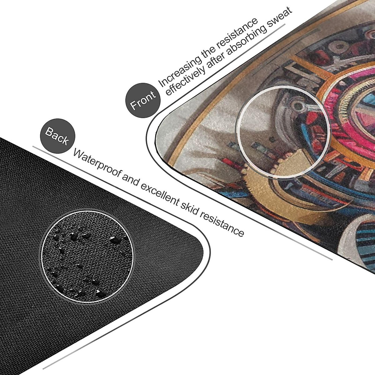 GOODOLD Techno Cat Yoga Mat, 71 x 26 Inch Non-slip Yoga Mats Folding Travel Exercise Mat Indoor Outdoor Gym Pilates with Storage Bag for Women Men