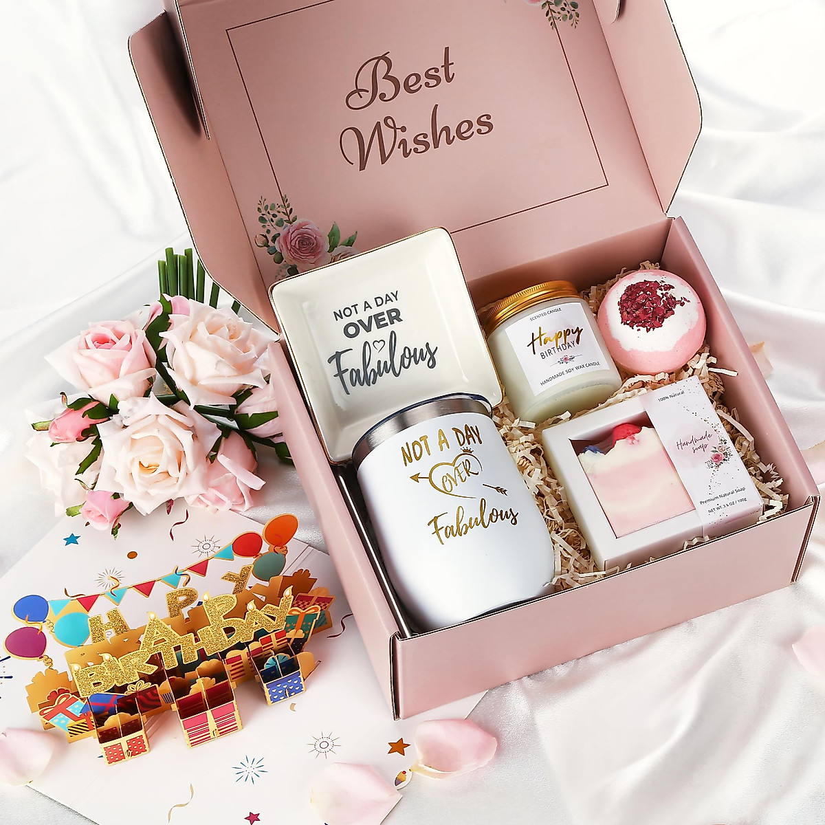 Birthday Gifts for Women, Happy Birthday Gift Boxes Ideas for Women, Her, Mom, Mother, Sister, Female Friend, Coworker, Girlfriend, Daughter, Best Unique Spa Baskets Kit for Women Who Have Everything