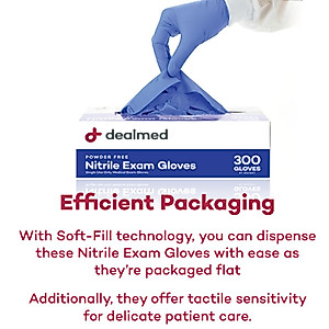 Dealmed Nitrile Medical Grade Exam Gloves, 3.0 mm, Latex Free, Disposable Gloves for Hospitals, Law Enforcement, First Response, Blue (Medium, 300 ct.)