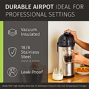 101 Oz Airpot Thermal Coffee Carafe - Insulated Stainless Steel Coffee Dispenser with Pump - Thermal Beverage Dispenser - Thermos Coffee Carafe for Keeping Hot Coffee & Tea Hot For 12 Hours - Cresimo