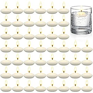 50 Pieces 1.5 Inch Unscented Valentine's Day Floating Candles for Centerpieces Floating Candles for Wedding Party Pool Spa Valentine's Day Bathtub Dinner