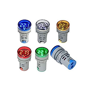 NOYITO 80-500V AC Digital Voltmeter 110V 220V 380V Red Green Yellow Blue White LCD Digital Display Small Round Head (Pack of 2) (White)