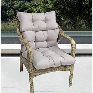 SEAHOME Patio High Back Chair Cushion, Chair Seat Pads with Non-Slip String Ties,All Weather Rocker Replacement Cushions for Indoor Outdoor Use, Patio Wicker Furniture Cushion (Grey)