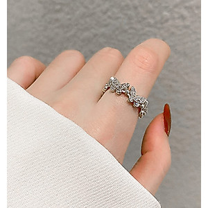 YOOESTORES82 Adjustable Butterfly Ring for Women Men, 2Pcs Couples Matching Friendship Trendy Promise Rings Set for Thumb Jewelry (Silver2)
