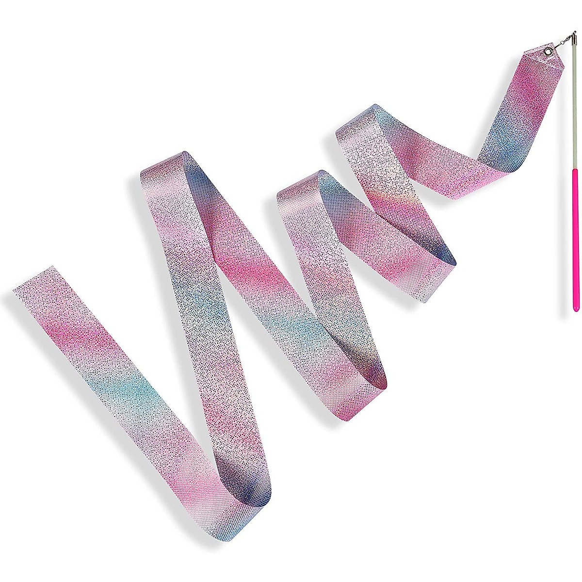 Sparkling Dance Ribbon, 78.7 inch Long Rhythmic Gymnastics Ribbons Wand , 4 Pieces Dancing Ribbon Streamer for Kids, Fits Dancer, Play, Baton Stick Twirling, Gymnastics Party Gift (4 pcs sparkling)