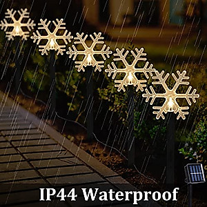 PLTCAT Yard Decoration Stake Lights Outdoor, Waterproof Garden Lights with 2-Lighting Modes, Solar Lights for Pathway, Lawn, Yard Decor (Snowflake)