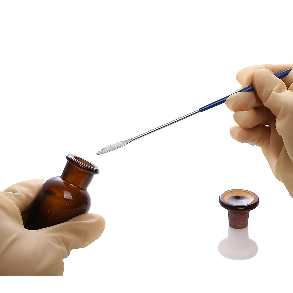 AOZITA 2 Pack Lab Spatula - Micro Lab Spoon/Scoop with Nickel-Stainless Blade - Also Great Filler, Gel Cap Capsule Pill Filler Machine - #000 00 0 1 2 3