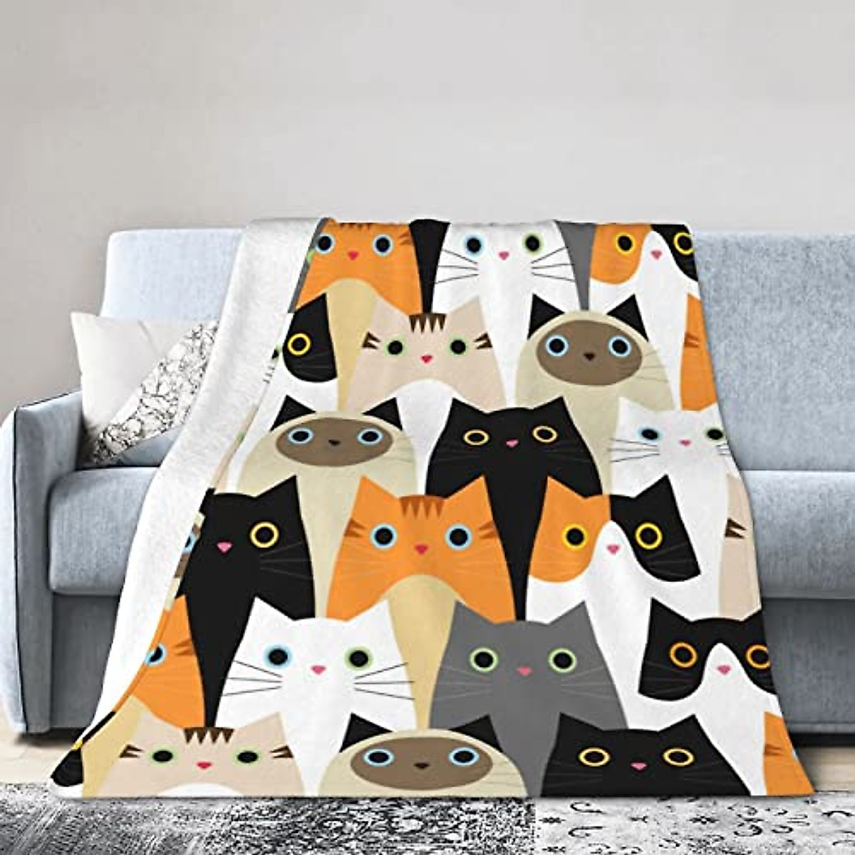 Cat Blanket Warming Gifts Super Soft Throw Blanket Flannel Cozy for Loved One Home Decor for All Season 50"X40"