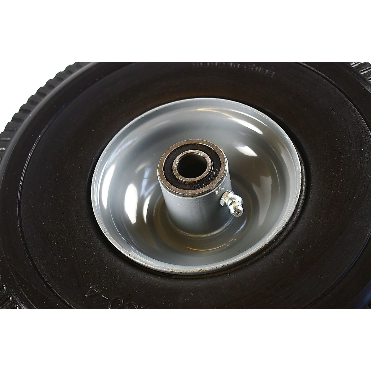 (Set of 2) NK Heavy Duty Solid Rubber Flat Free Tubeless Hand Truck/Utility Tire Wheel, 4.10/3.50-4" Tire, 2-1/4" Offset Hub, 5/8" Bearing with 2 Bearing