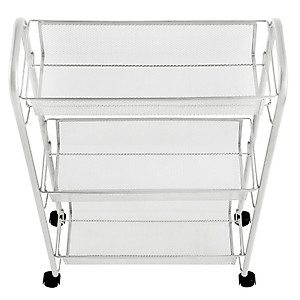 mDesign Steel Rolling Utility Cart Storage Organizer Trolley with 3 Basket Shelves for Laundry Room, Mudroom, Garage, Bathroom Organization - Holds Detergents, Hand Soap - Biro Collection, Light Gray