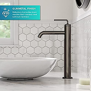 KRAUS Novis Single Handle Vessel Sink Bathroom Faucet with Pop-Up Drain in Spot Free Stainless Steel, KVF-1220SFS