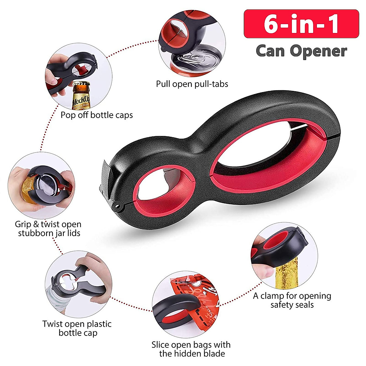 Jar Opener Can Opener Bottle Opener Lid Opener Kit with Non Slip Silicone Handle Easy to Twist for Children, Elderly, Weak Hand and Arthritis Sufferers (4 Pack)