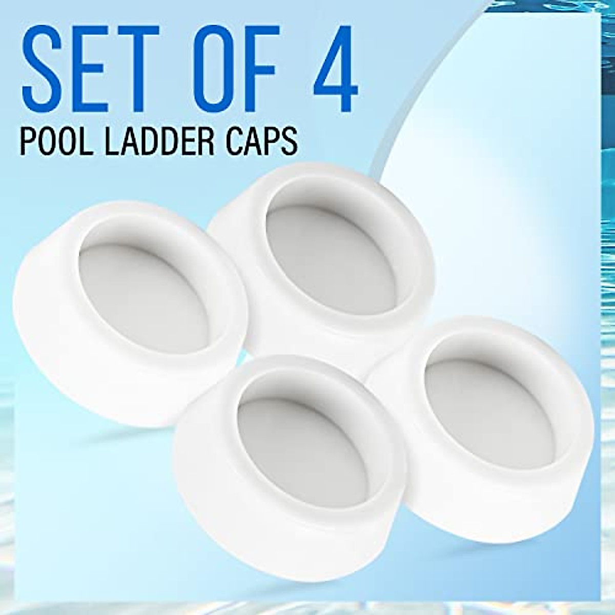 [4 Pack] Pool Ladder Bumpers to Protect Pool Liner - Protective Step Ladder End Cap for Inground Pool - Swimming Pool Ladder Parts - White Rubber End Cap for Swimming Pool Ladder - 1.9” Inner Diameter