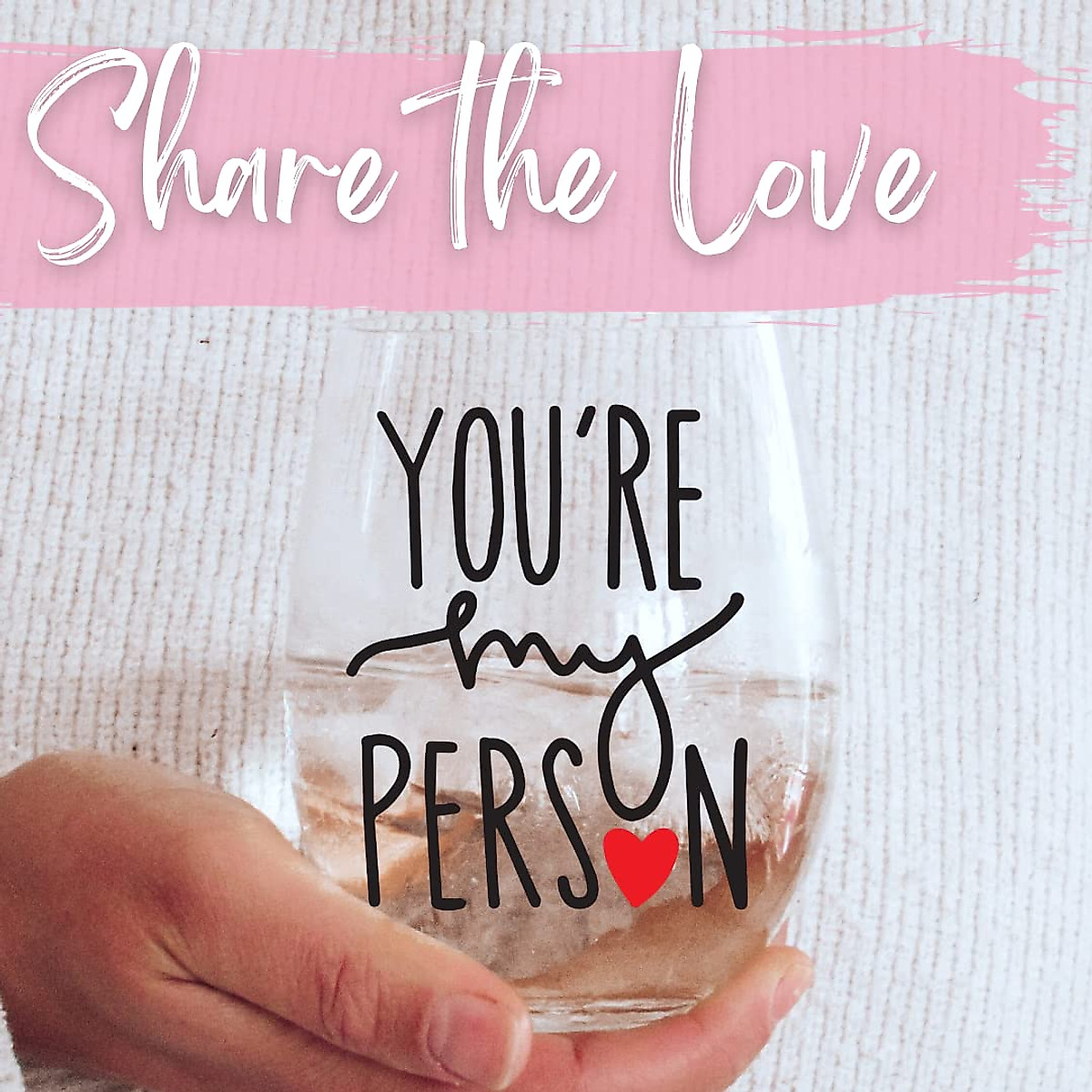 Celebrimo You're My Person 15oz Stemless Wine Glass- Christmas Gifts For Best Friends - Greys Anatomy Wine Glass - Unique I Love You Gifts For Her - BFF For Sister - Your My Person Gifts