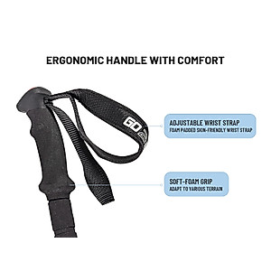 G2 Trekking Hiking Poles Telescopic/aluminum alloy/EVA foam Grip/Foam Padded Wrist Strap/Auto-Adjustable Strap/Quick Flip Lock (Pack of 2 Poles)