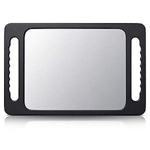 TASALON Unbreakable Hand Mirror with Double Handle - Large Handheld Barber Mirror for Hair and beauty Salon - Durable Hand Held Mirrors for barbershop - Lightweight Haircut Mirror with Double Handgrip