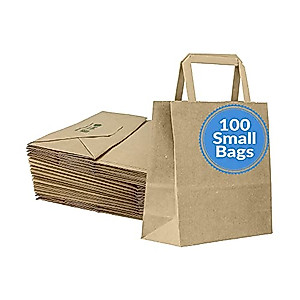 Reli. 100 Pack | 7"x3.15"x8" | Small Brown Paper Bags w/Handles | Kraft Paper Gift Bags/Shopping Bags | Brown Paper Bags for Retail, Merchandise, To Go, Parties