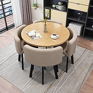 HARELA Office Reception Round Table, Office Table and Chair Set Small Conference Table, Modern Style Furniture, Sales Office Shops Meetings Small Round Tables Office Conference Tables (Color : Khaki)