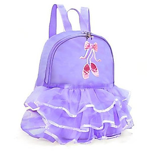Z&X Girl's Ballet Dance Duffel Bags Ballet Shose Tutu Dress Dance Backpack with Lace for Ballerina Purple