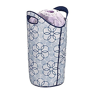 Household Essentials 2500 Soft Sided Laundry Hamper with Handles and Mesh Top Closure - Blue and White