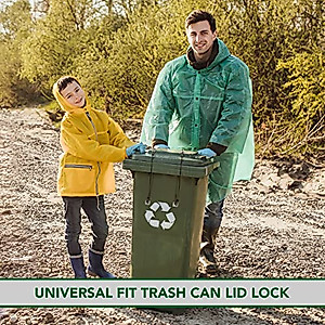 (2-Pack) Garbage Can Lock, Trash Can Lock Kit with Nylon Coated Wire Ropes, Stainless Steel Hasps, Mounting Hardware, Bonus Self-Tapping Screws