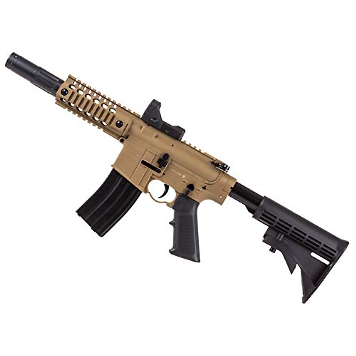 Crosman Bushmaster BMPWX Full Auto CO2-Powered BB Air Rifle And Red Dot Sight, Black/FDE