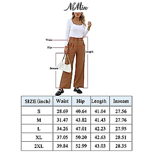 NIMIN High Waisted Work Pants for Women Loose Dress Pants Trousers Stretchy Business Casual Pants with Pockets Brown Large
