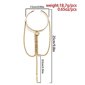 Rotaiboes Summer Beach Arm Bracelet Upper Arm Cuff Adjustable Sequin Tassels Arm Band Metal Tassel Bangle Wedding Costume Jewelry for Women (Gold)