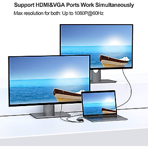 USB C to HDMI VGA Adapter,USB Type C to VGA HDMI Adapter Thunderbolt 3 VGA Adapter for MacBook Pro/iPad Pro/Air 2020 2019 2018,Dell XPS 13/15,Surface Pro, Galaxy S8/S9, Huawei P20