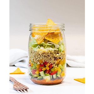 Le Parfait Screw Top Jar Wide Mouth French Glass Jar | Ideal for Food and Soup Storage, Canning, Flour, Brown Sugar, and other Baking Supplies (1L/32oz, Single, Orange)