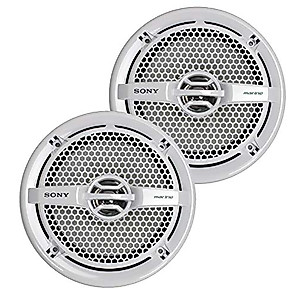 Sony XS-MP1611 6.5 Inch 280 Watt 4 Ohm Dual Cone Weatherproof Marine Audio Stereo Speakers with Polypropylene Woofer Cone, White, 2 Pairs