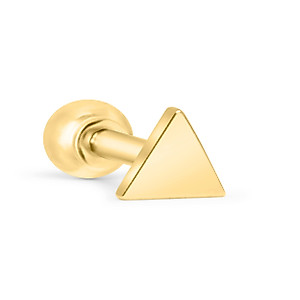 ONDAISY 14K Solid Yellow Gold 6mm Jewelry Triangle Pyramid Ear Studs Post Barbell Earring Piercing For Women Sensitive Ears