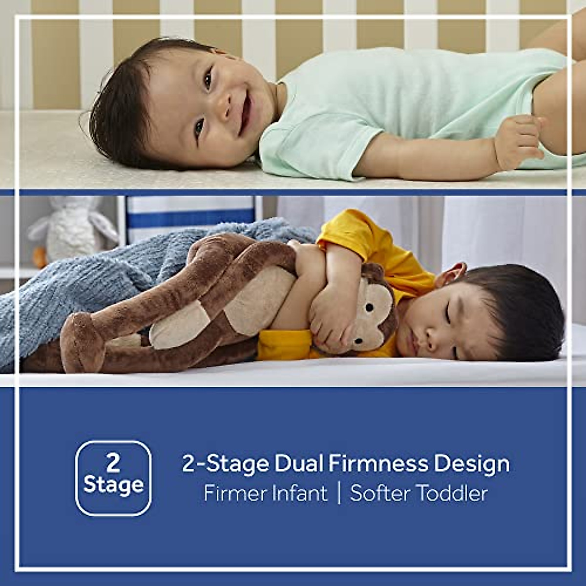 Sealy Butterfly 2-Stage Waterproof Baby Crib & Toddler Mattress - CERTIPUR-US Certified Foam - Made in USA, 52"x28"