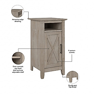 Bush Furniture Key West Small Storage Cabinet with Door in Washed Gray