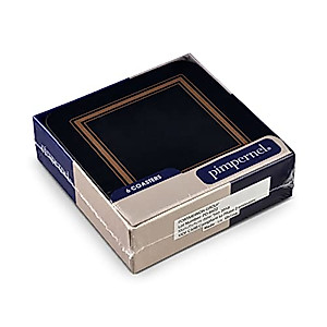 Pimpernel Classic Black Collection Coasters | Set of 6 | Cork Backed Board | Heat and Stain Resistant | Drinks Coaster for Tabletop Protection | Measures 4” x 4”