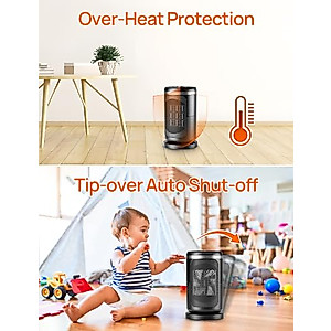 Space Heaters for Indoor Use, 1500W/750W Portable Heater with 90°Oscillation Safe and Quiet Ceramic Heater Fan Electric Heater with Overheat Protection Desk Heater for Bedroom Office Use