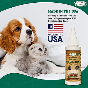 Mad About Organics Herbal Ear Cleanser for Dogs & Cats - No-Sting Formula Gently Cleanses Ears, Removes Wax & Debris, Supports Healthy Ear Care, Calming Grooming Supplies for Pets, 2oz Bottle