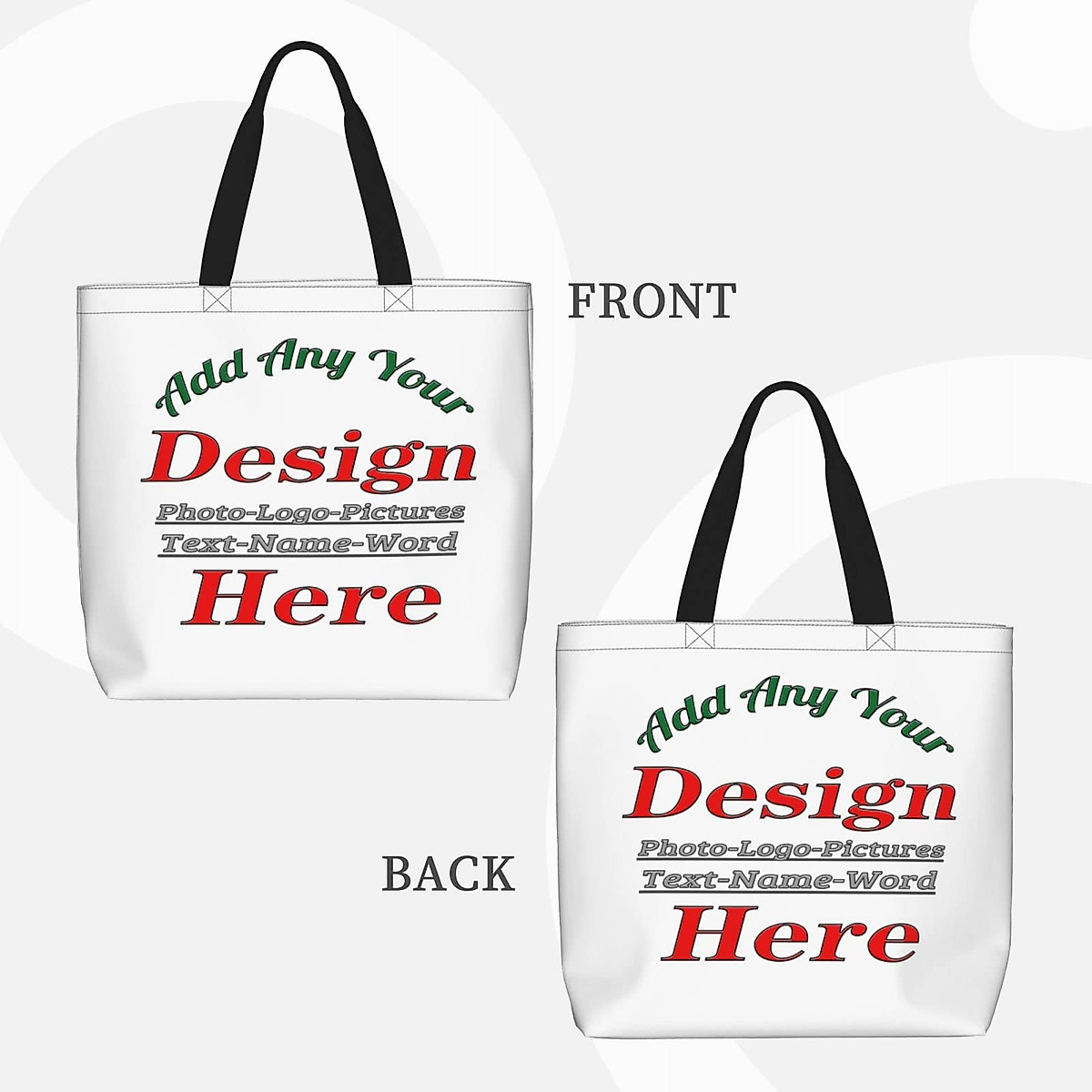Tote Bags for Women Customized Shopping Bags Beach Bag Travel Bags Personalized Gifts White Customized Shoulder Bags with Your Own Logo Image Text Name