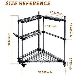 QTJH Garden Tool Organizer with Wheels Rolling Corner Tool Storage Rack for Garden Tool Tower Broom Holder
