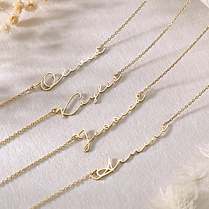 Yofair Custom Name Necklace Personalized 18K Gold Plated Nameplate Pendant Gift for Women