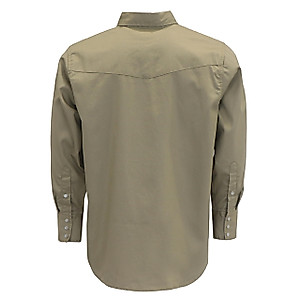 KONRECO FR Shirts for Men Long Sleeve Flame Resistant Pearl Snaps Cotton Men's Welding Shirts Khaki- Size L