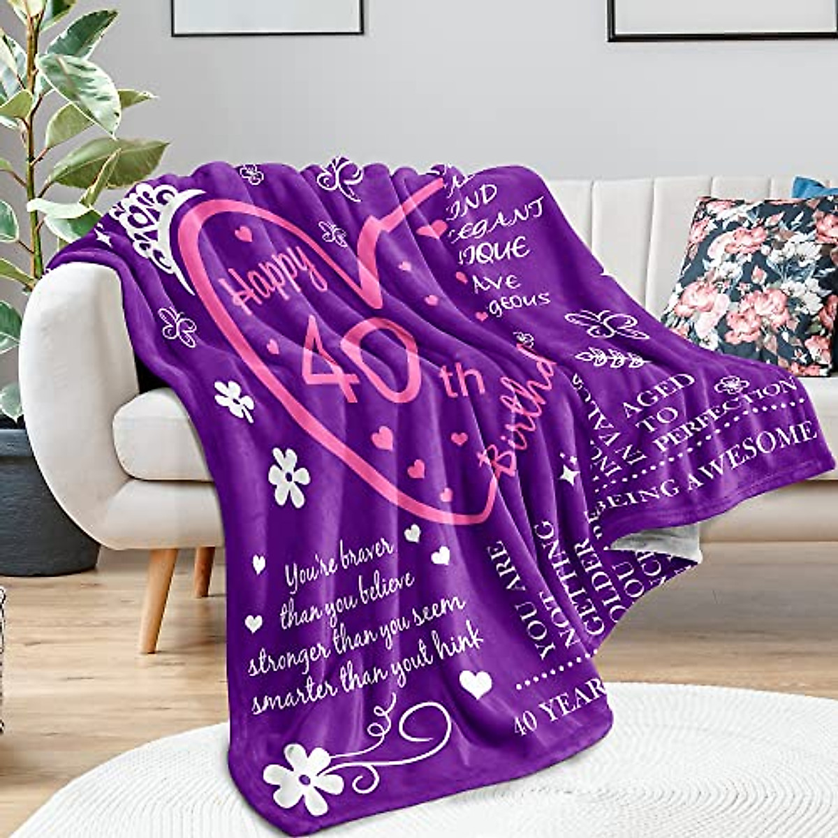 Gltiosr 40th Birthday Gifts Women Throw Blankets, 40th Birthday Gift Ideas, 40th Birthday Decorations, Gifts for Women Turning 40, Gifts for 40 Year Old, Best Birthday Present 1982 - 50" x60 Blanket