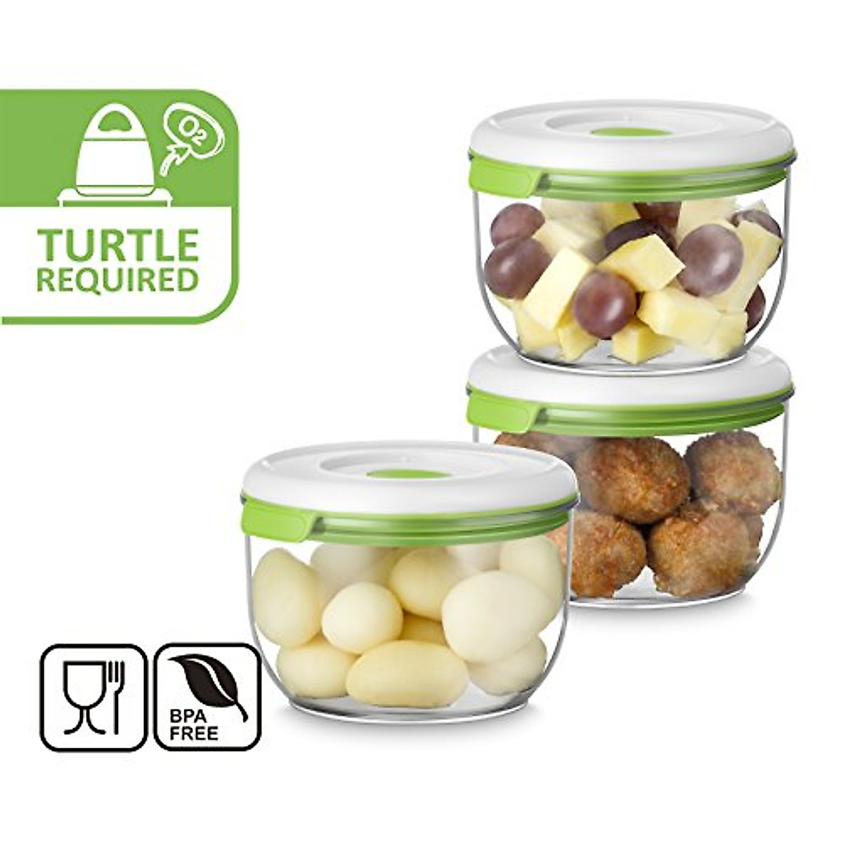 FOSA Vacuum Seal Food Storage System Reusable Medium Containers, 3 pack, 28 oz size (Vacuum Pump not Included)¡­