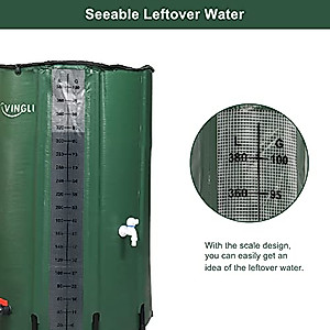 VINGLI New 100 Gallon Collapsible Rain Barrel with Volume Scale Mark, Portable Water Storage Container Rain Catcher Barrel, Rainwater Collection System Downspout with Filter Spigot Overflow Kit …