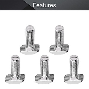 MroMax 5 Pcs M8 Thread M8-1.25x25mm T Slot Bolts Carbon Steel Drop-in Stud Sliding Screw Bolt Metric Hammer Head Bolt for European Standard 40 Series Aluminum Extrusions Silver 5Pcs