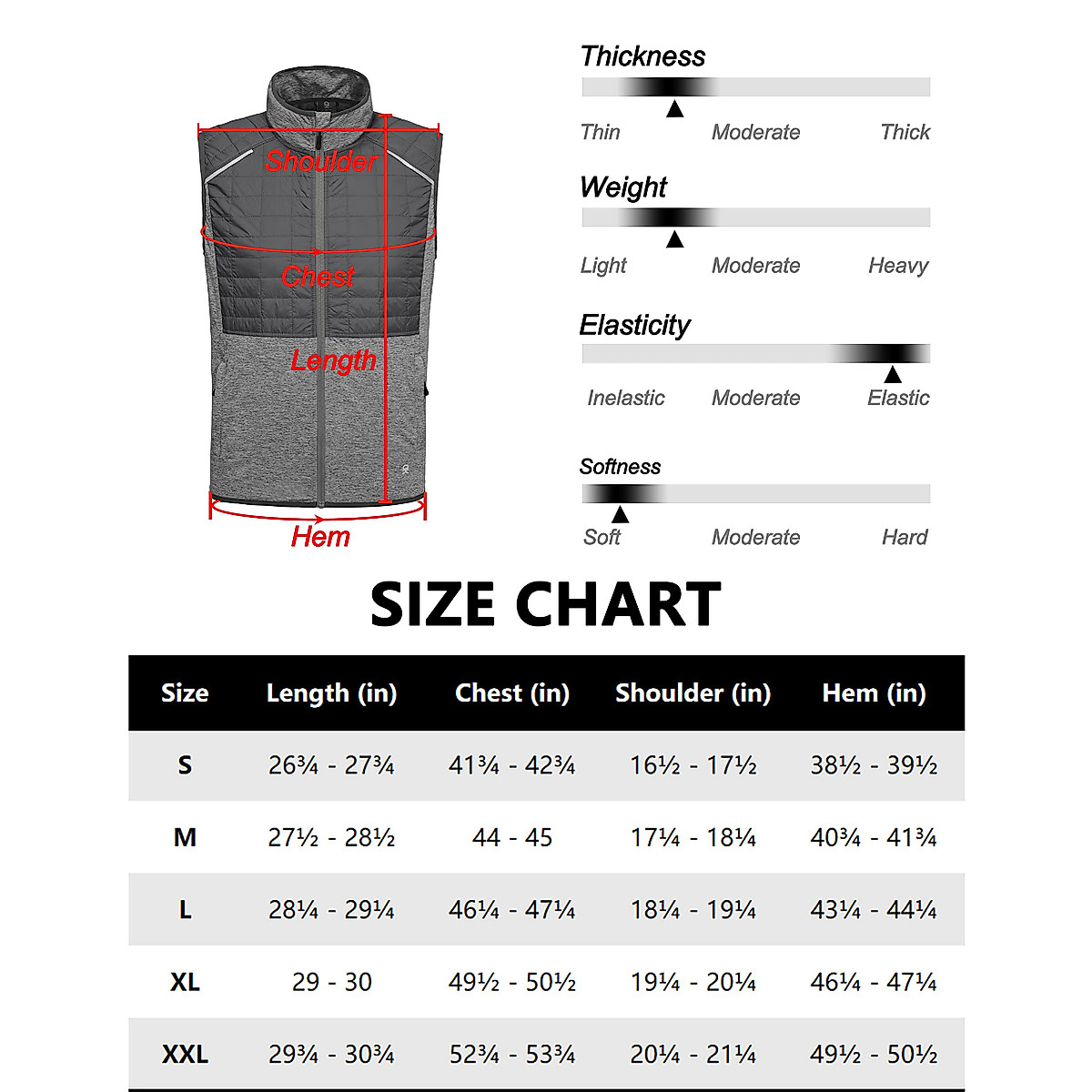 Little Donkey Andy Men's Lightweight Golf Vest Gray 2XL